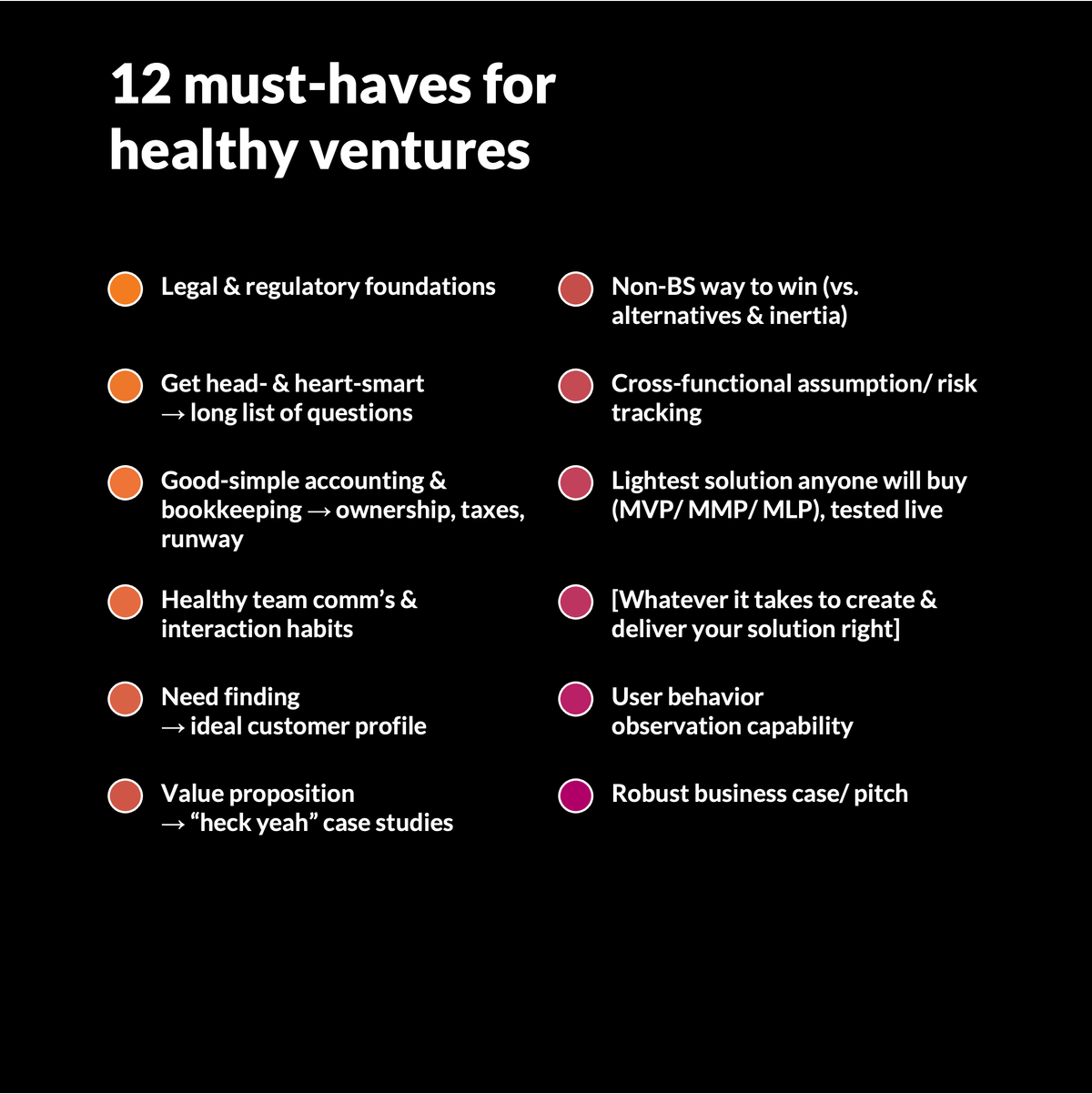 [How to] Must-haves for healthy ventures